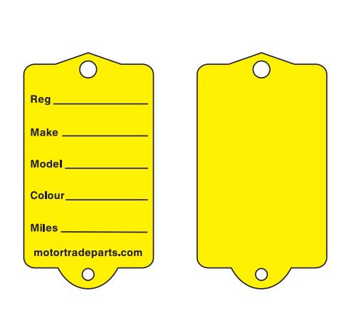 Yellow Car key Tags With Rings & Pen | Motortradeparts